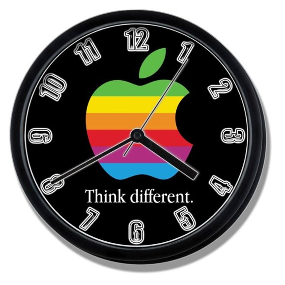 Clock | Wall Decor | Apple Logo Rainbow Black Clock New | Poshmark